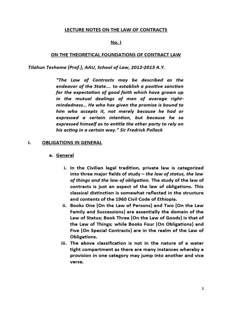 Contract Notes K | PDF | Offer And Acceptance | Law Of Obligations