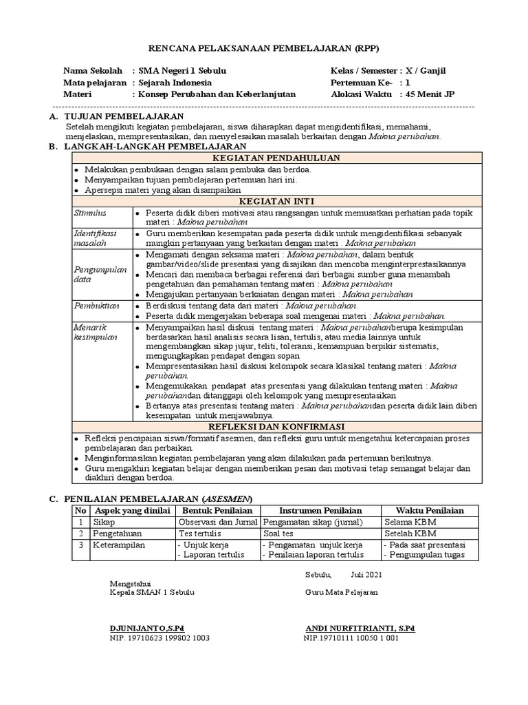 RPP 2 - Konsep Perubahan Dan Keberlanjutan EDIT | PDF | Karier ...