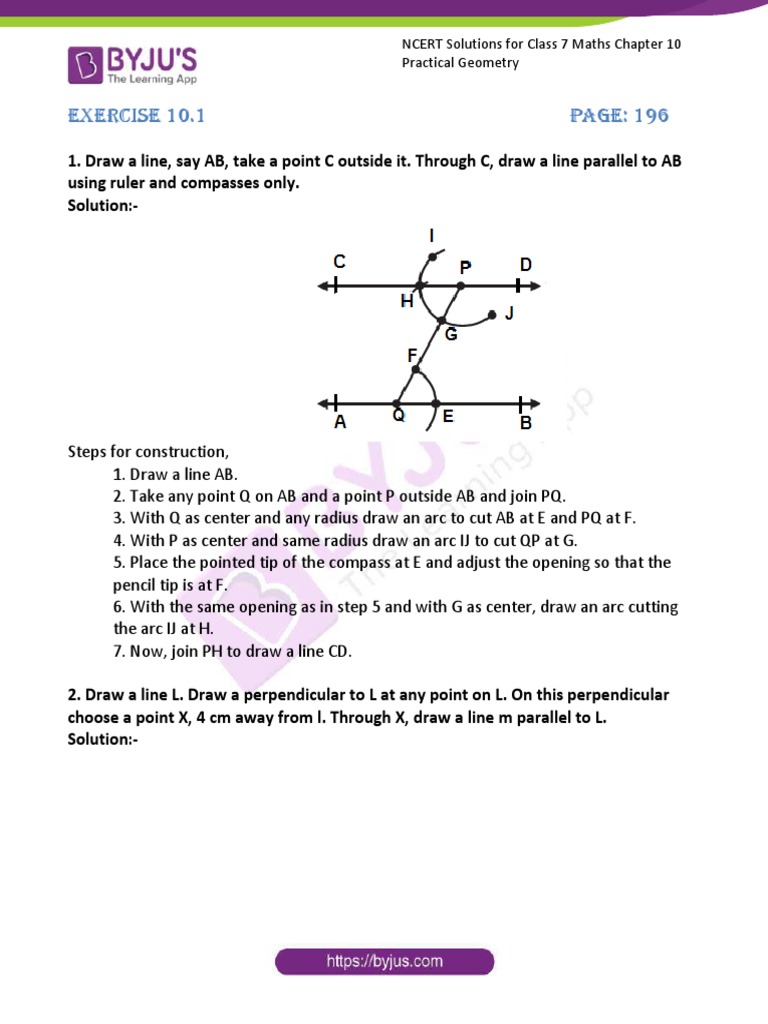 NCERT Solutions For Class 7 Maths Chapter 10 Practical Geometry | PDF ...