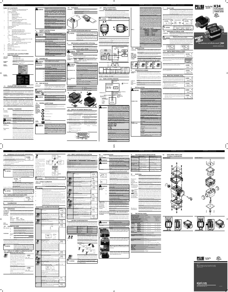 Use, Maintenance and Calibration Manual | PDF | Liquids | Calibration