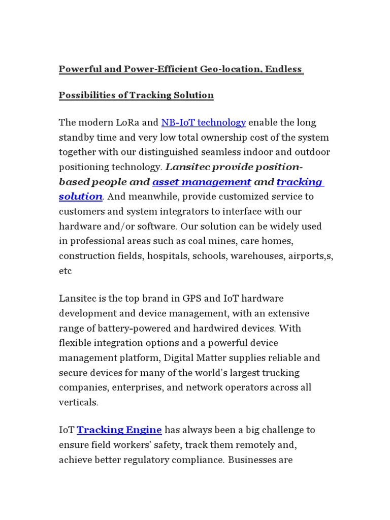 Powerful and Power-Efficient Geo-Location, Endless Possibilities of Tracking Solution | PDF ...