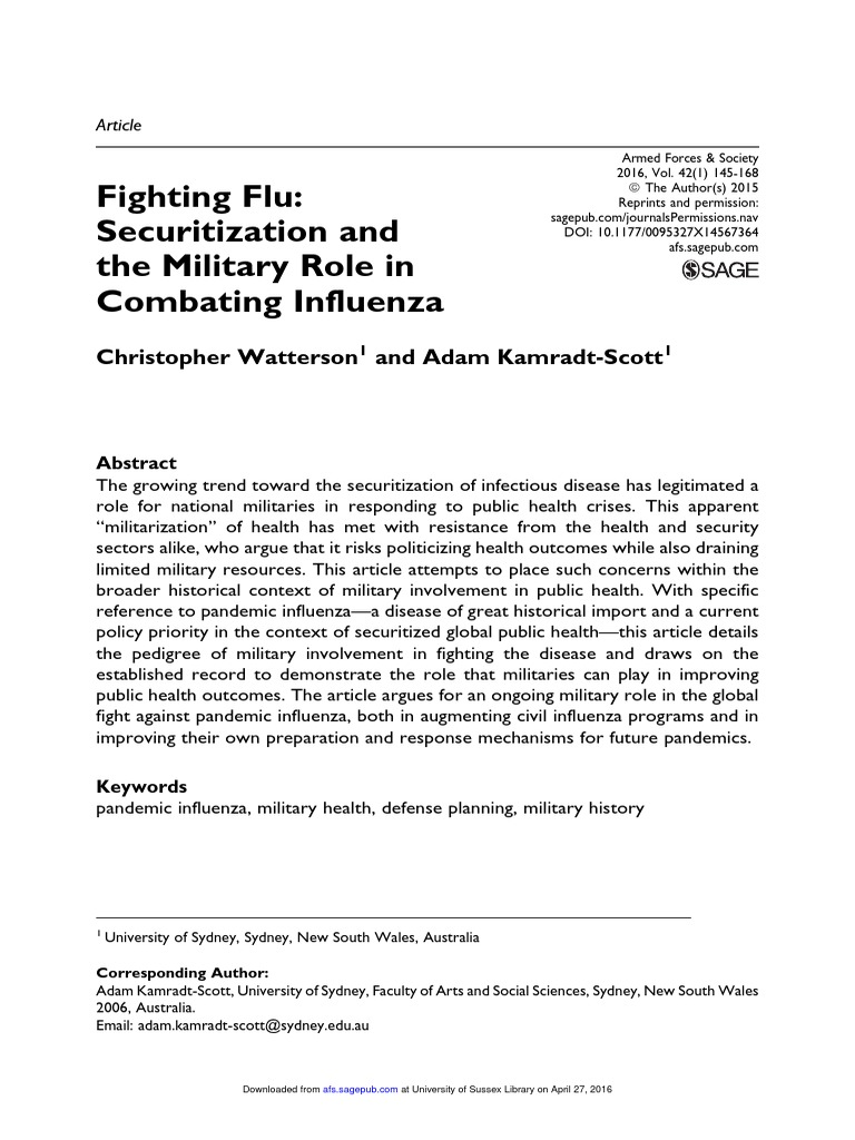 7 - Watterson and Kamradt-Scott - Fighting Flu | PDF | Influenza | Pandemic