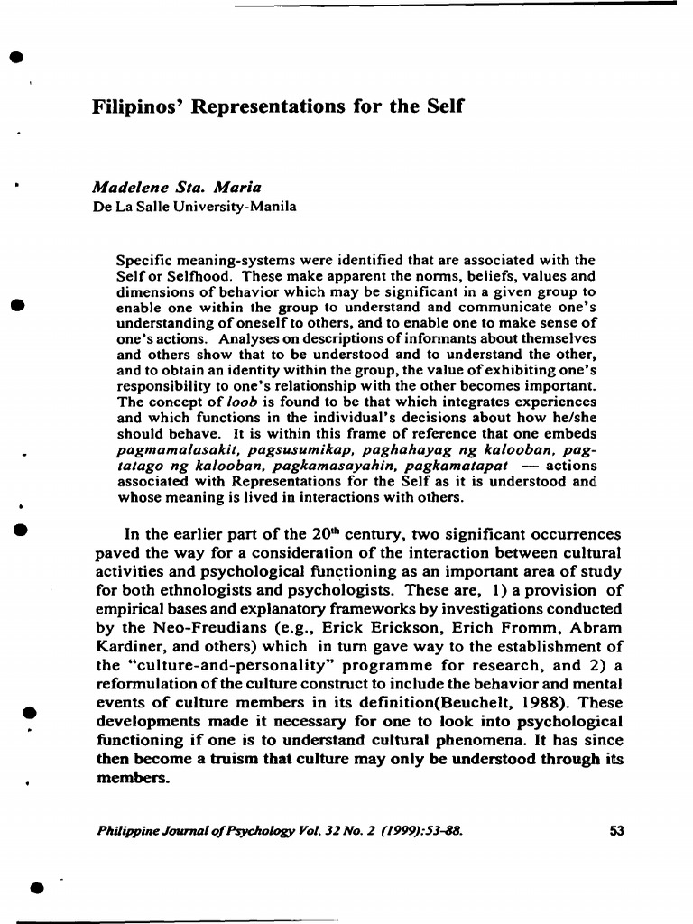 Understanding the Filipino Self | PDF | Self | Social Psychology