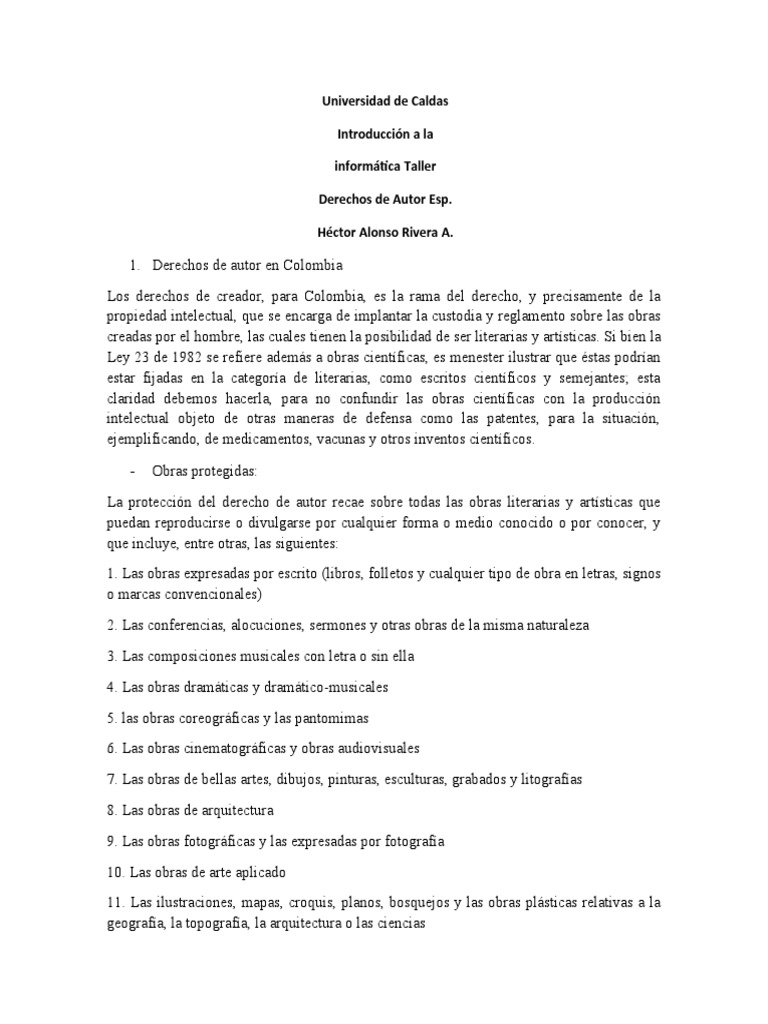 Derechos de Autor en Colombia: Guía Completa | PDF | Software libre ...