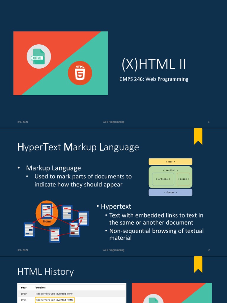 (X) HTML Ii: CMPS 246: Web Programming | PDF | Html | Html Element