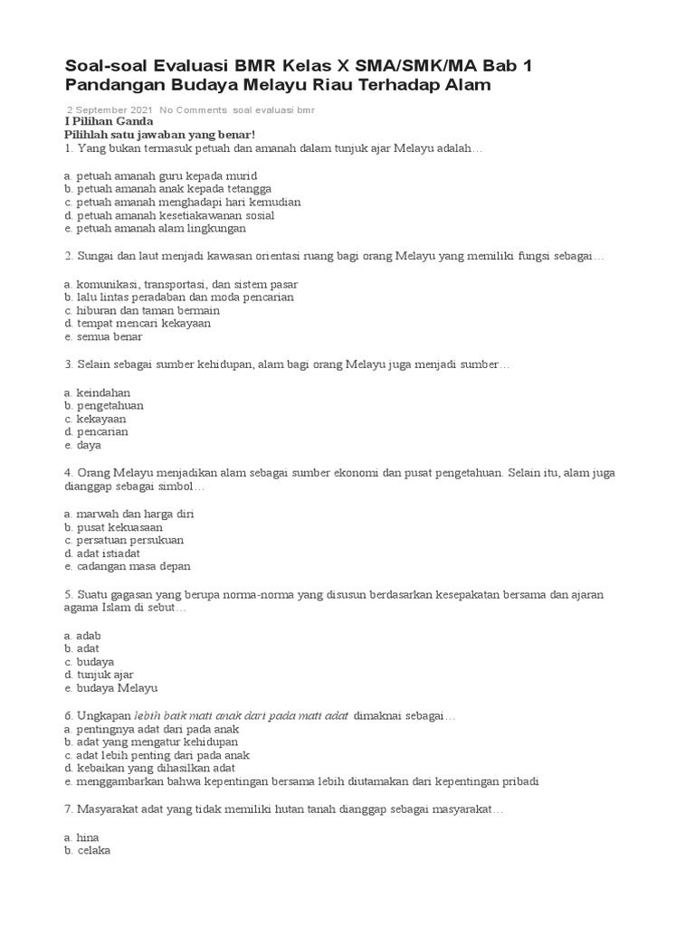 Contoh Soal BMR X | PDF