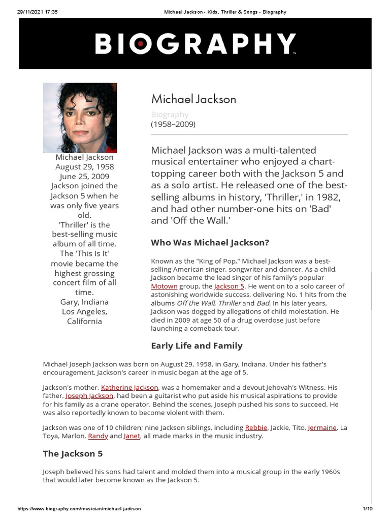 Michael Jackson: Life and Career Overview | PDF | Michael Jackson