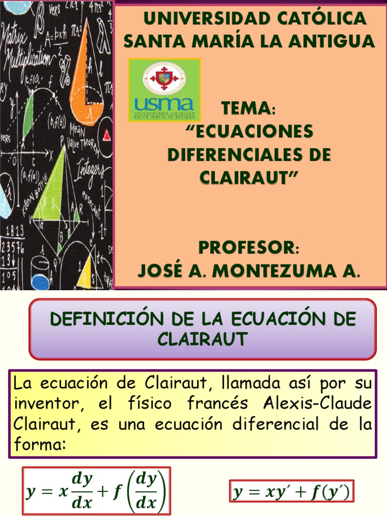 PRESENTACIÓN - ECUACIONES DE CLAIRAUT | PDF | Ecuaciones diferenciales | Ecuaciones