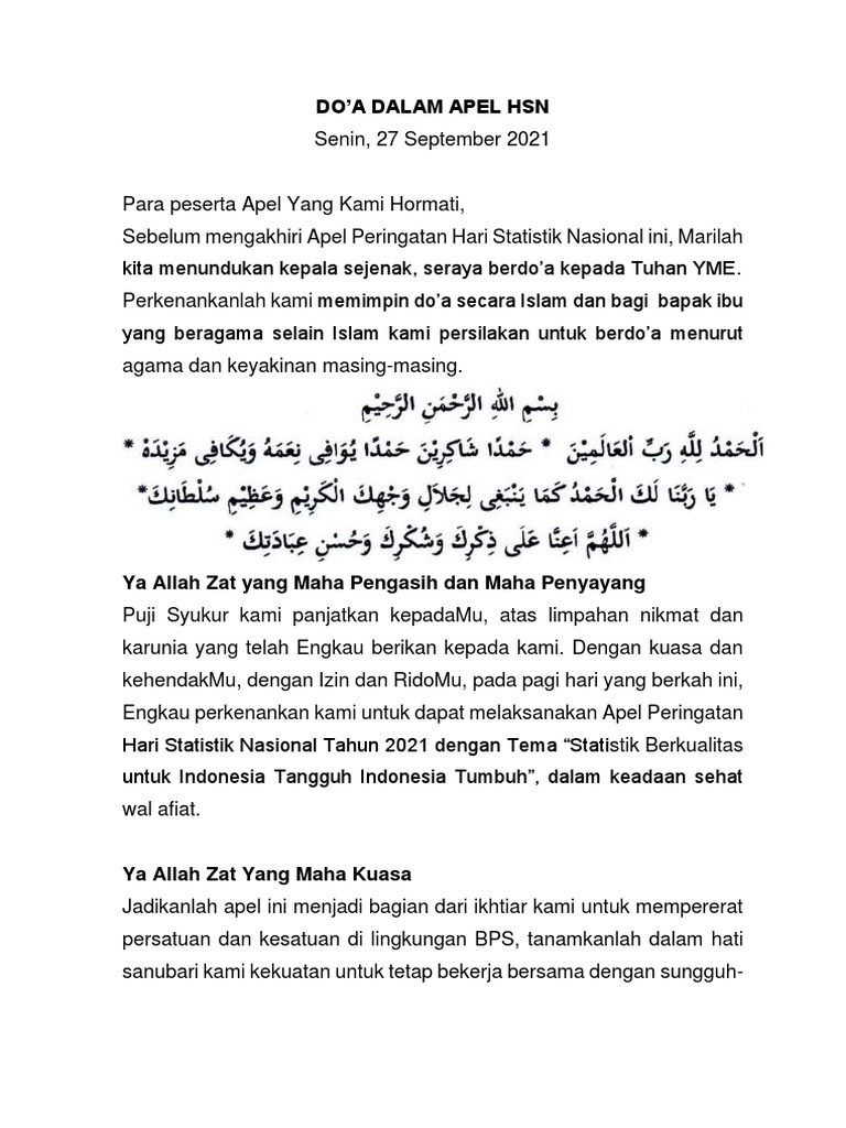 Doa Apel HSN: Persatuan & Kualitas Statistik | PDF