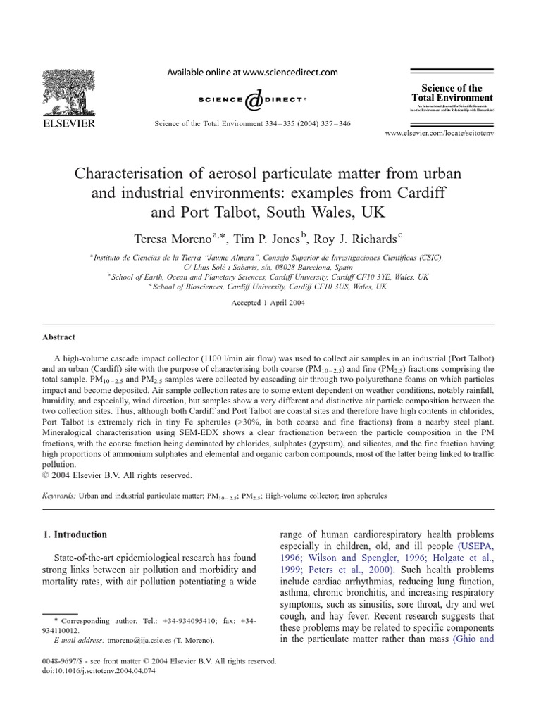 Characterisation of Aerosol Particulate Matter From Urban and ...