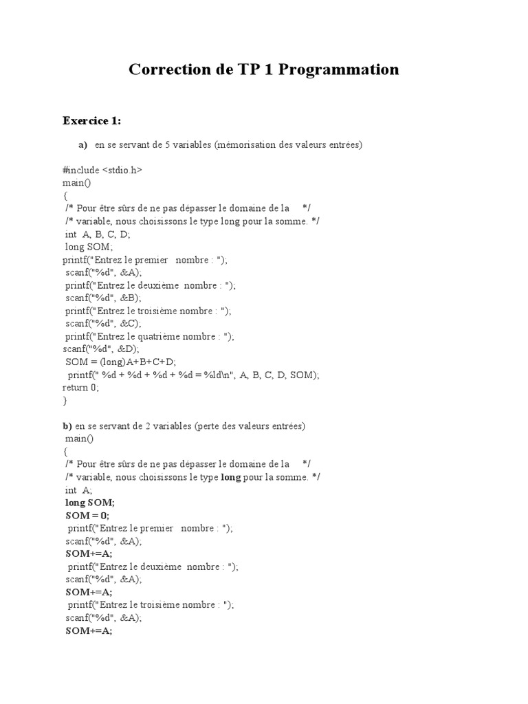 Correction de TP 1 Programmation | PDF | Bibliothèque logicielle ...