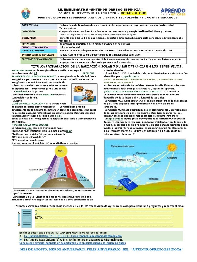 FICHA 15 SEMANA 20 1ero CT | PDF | Radiación electromagnética ...