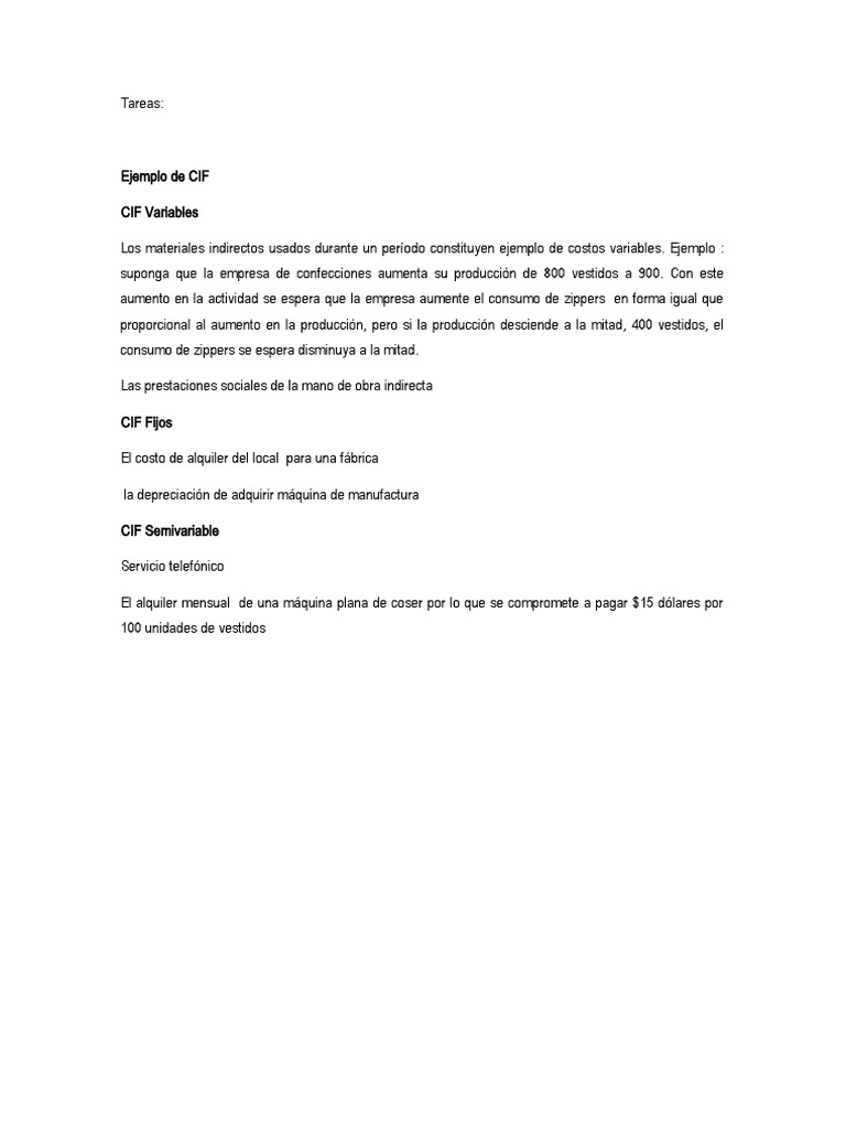 Tarea Ejemplos de CIF | PDF