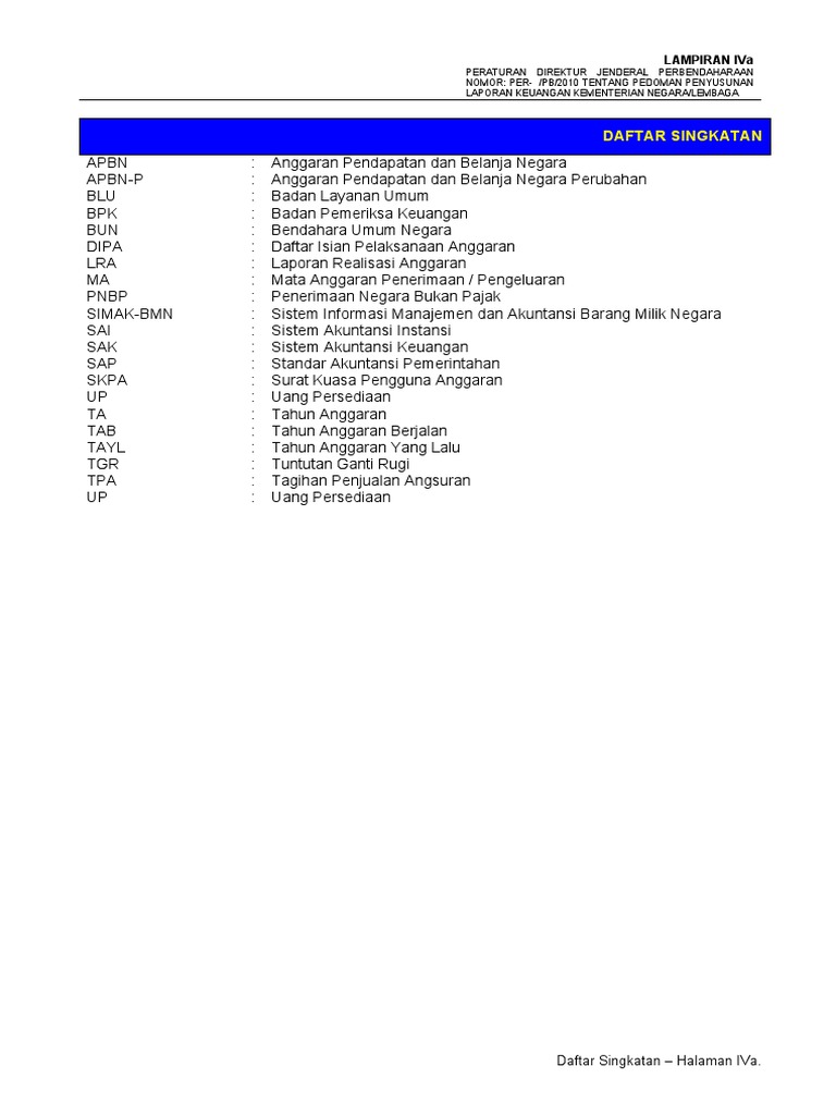 5 - Daftar Singkatan SATKER | PDF