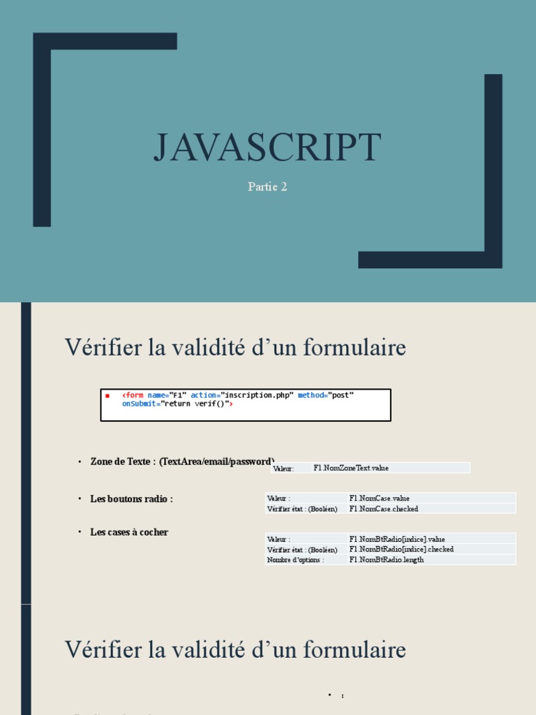 Javascript (Partie2) | PDF | JavaScript | Programmation informatique