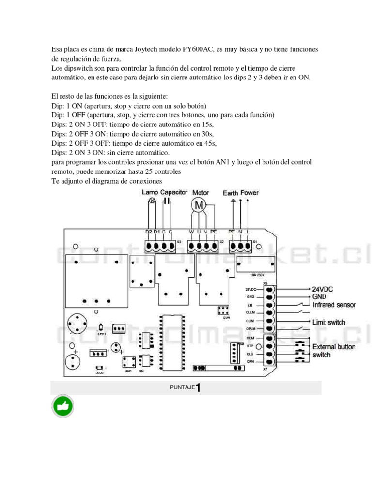 Esa Placa Es China de Marca Joytech Modelo PY600AC | PDF