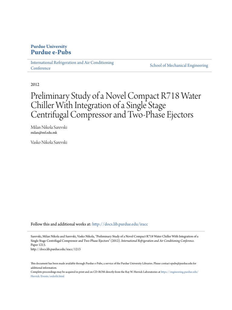 Water (R718) Cooling System (With Ejectors) | PDF | Fluid Dynamics ...
