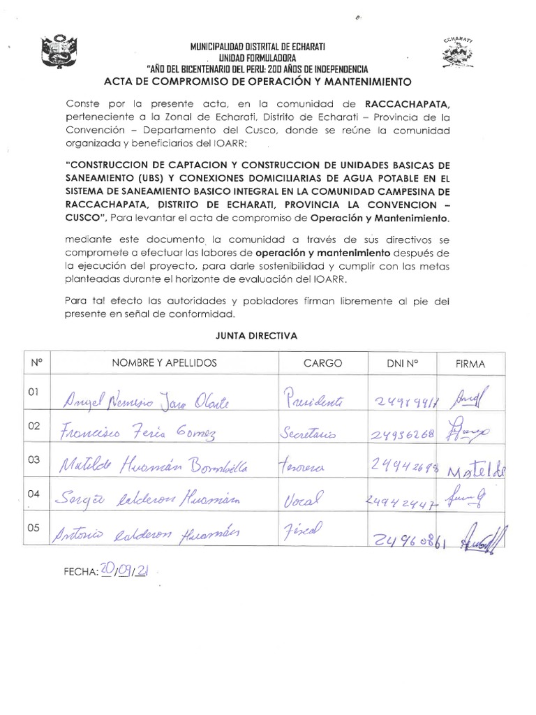 Compromiso de Oym Ioarr Racachapata | PDF