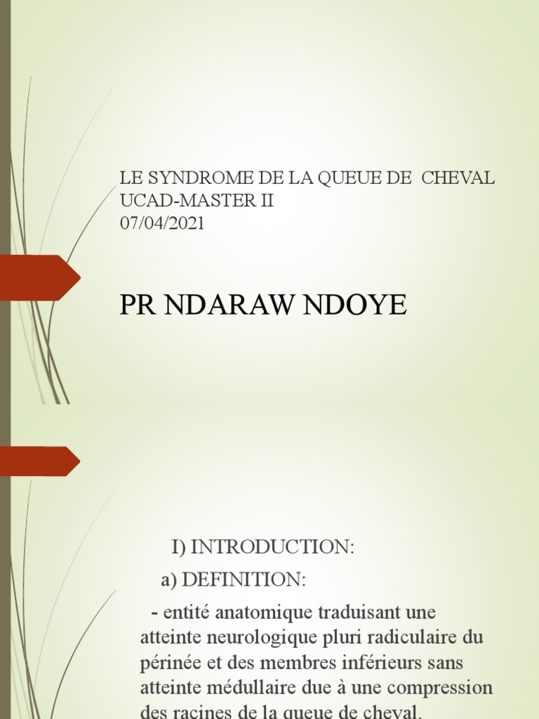 Syndrome de la queue de cheval : diagnostic et traitement | PDF ...
