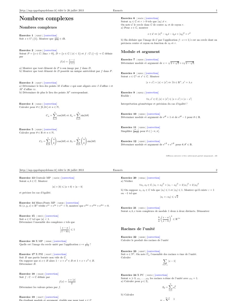 +nombres Complexes (PDF) | PDF | Nombre complexe | Racine carrée