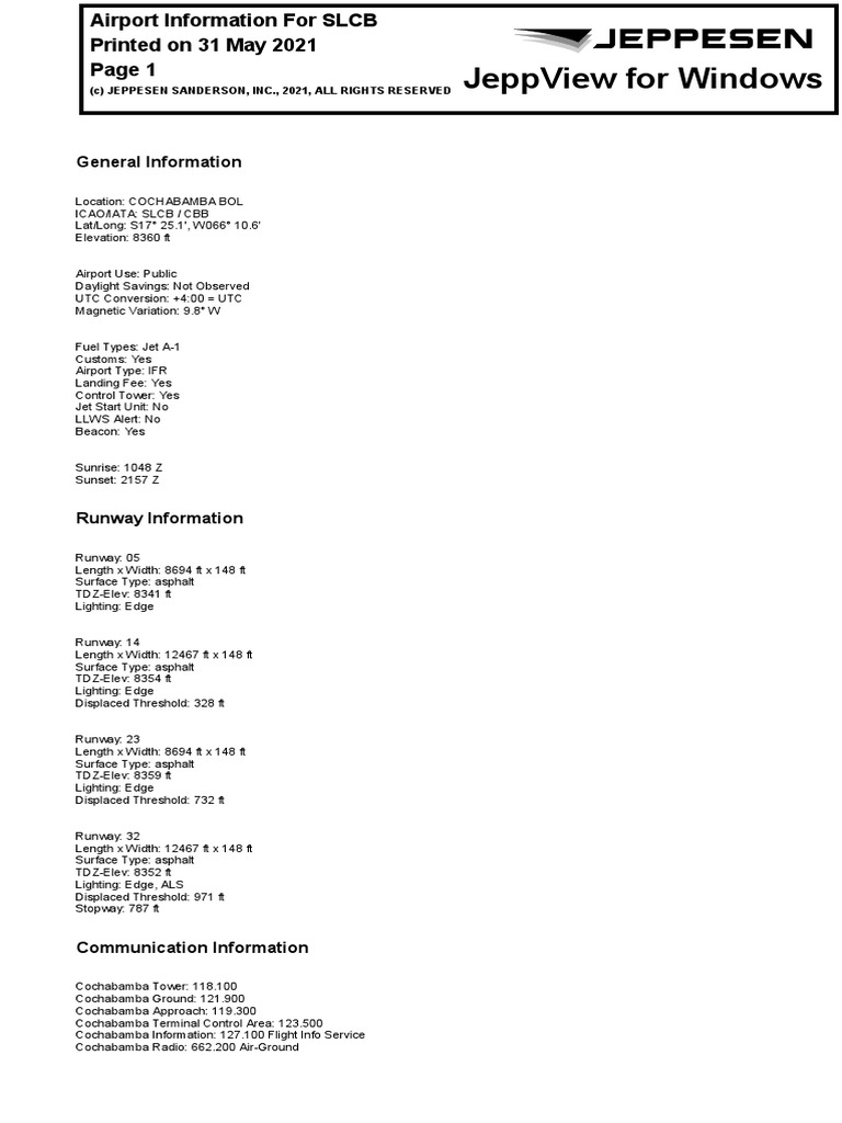 Jeppview For Windows: General Information General Information | PDF | Runway | Airport