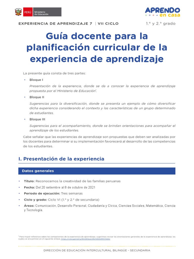 Exp7 Planificamos Eib Secundaria 1y2 | PDF | Aprendizaje | Interculturalidad