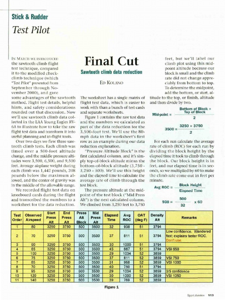 Test Pilot Sawtooth Climb Data Reduction 5b70526f097c47ec7e8b45ad | PDF ...
