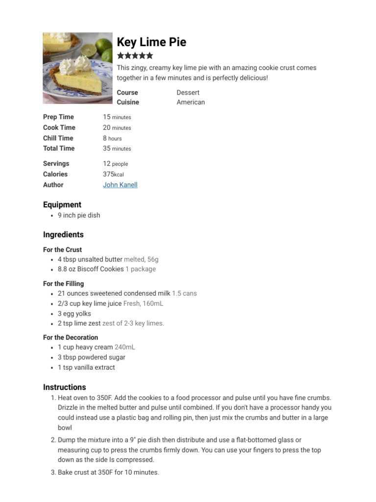 Key Lime Pie - Preppy Kitchen | PDF | Breads | Butter