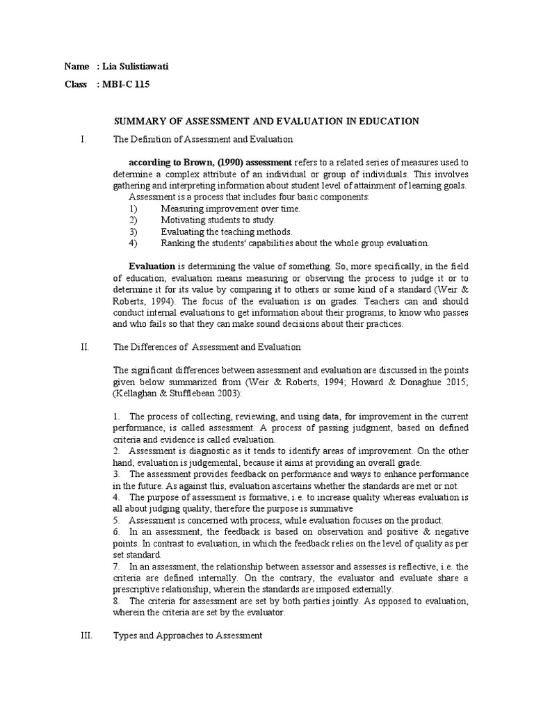 Summary of Assessment | PDF | Educational Assessment | Evaluation