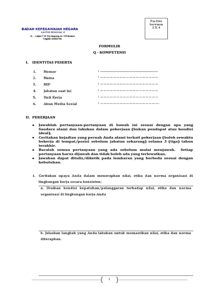 Form Q Kompetensi | PDF | Karier & Perkembangan | Bisnis