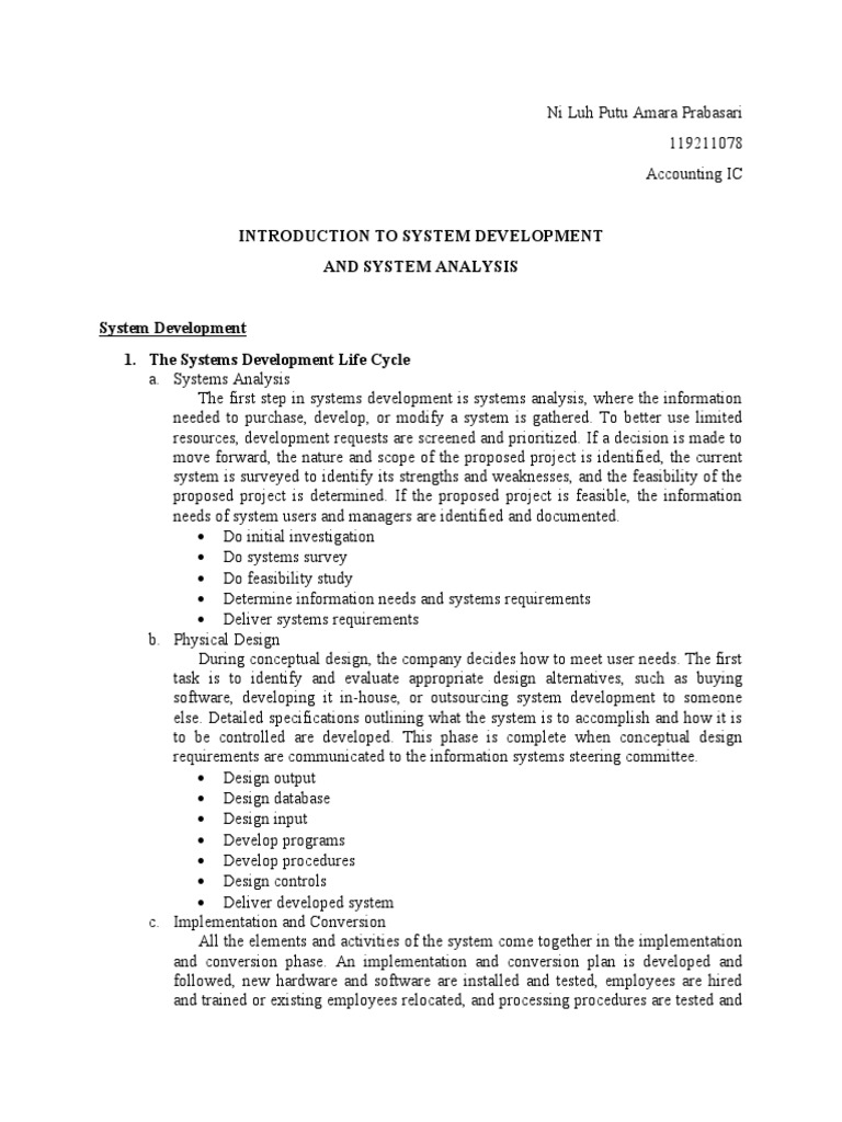 Chapter 20 Introduction To System Development and System Analysis | PDF ...