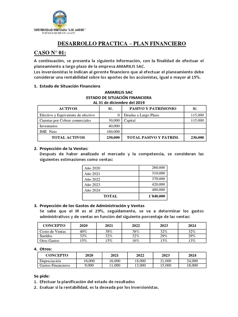 Ejemplos Plan Financiero | PDF | Presupuesto | Estado de resultados