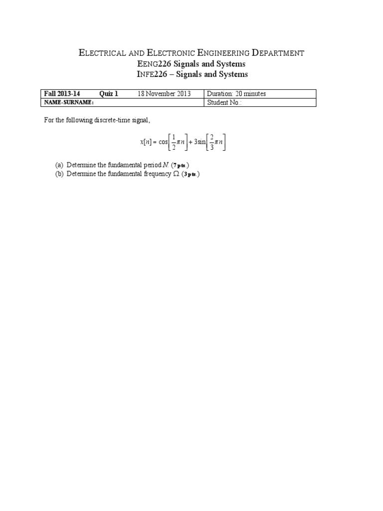 E E E D: E 226 Signals and Systems I 226 - Signals and Systems | PDF ...