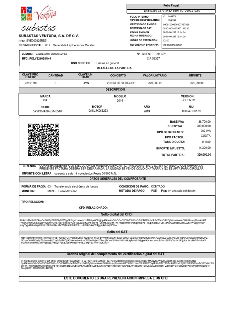 Factura KIA | PDF | Factura | Economias
