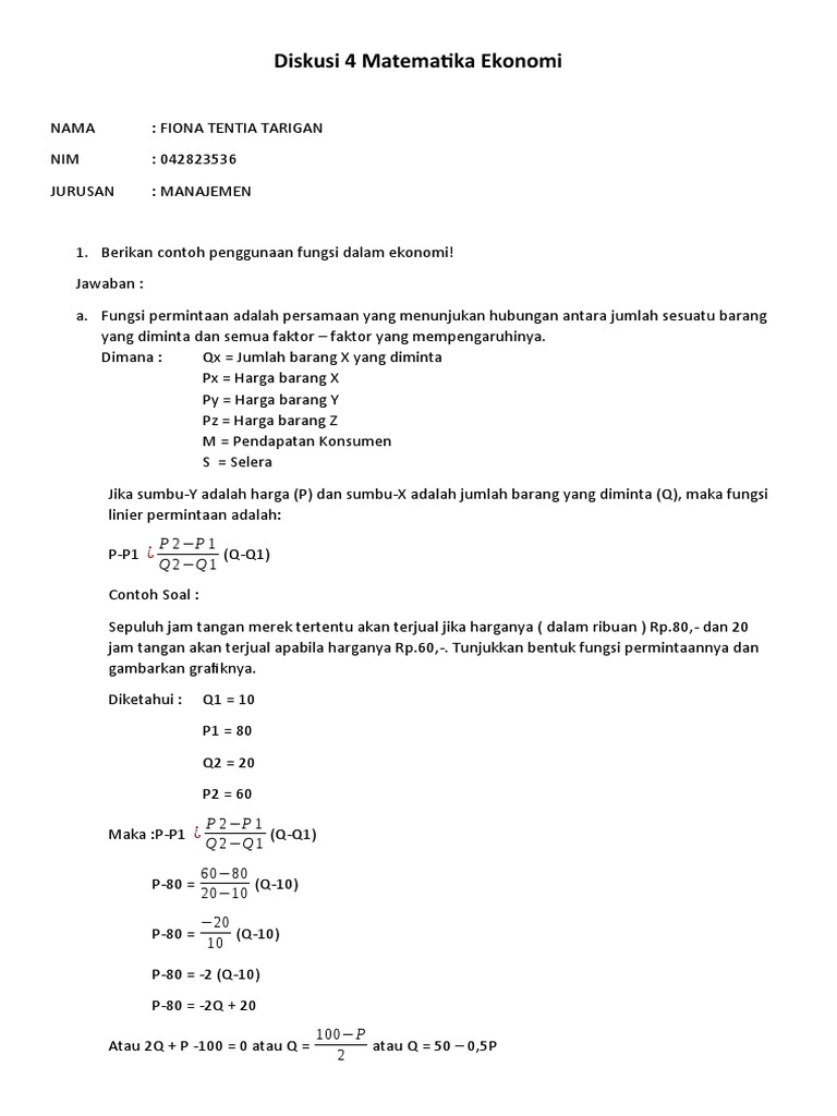 Diskusi 4 Matematika Ekonomi | PDF