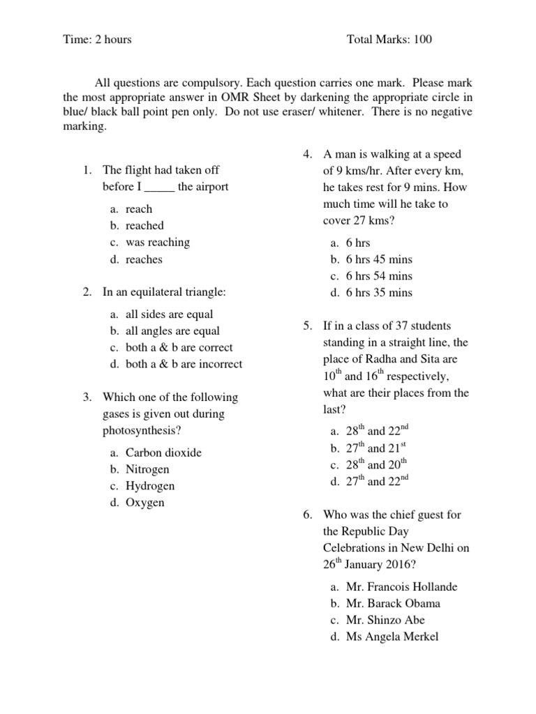 General Knowledge Question Paper | PDF