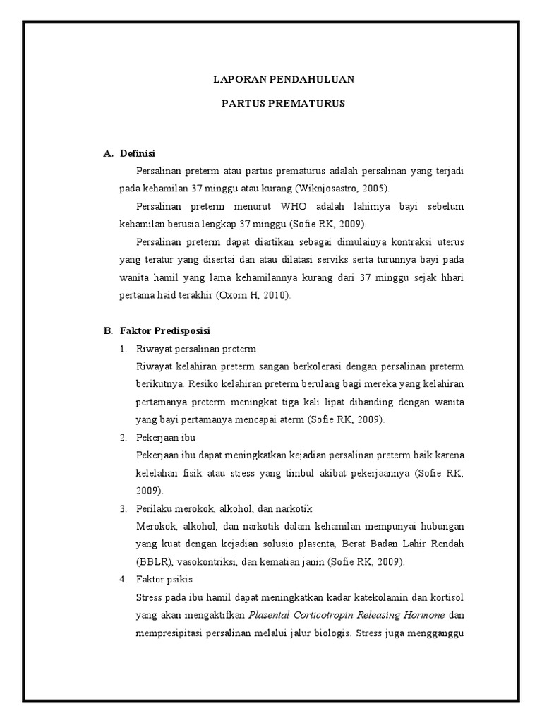 Panduan Lengkap Partus Prematurus | PDF