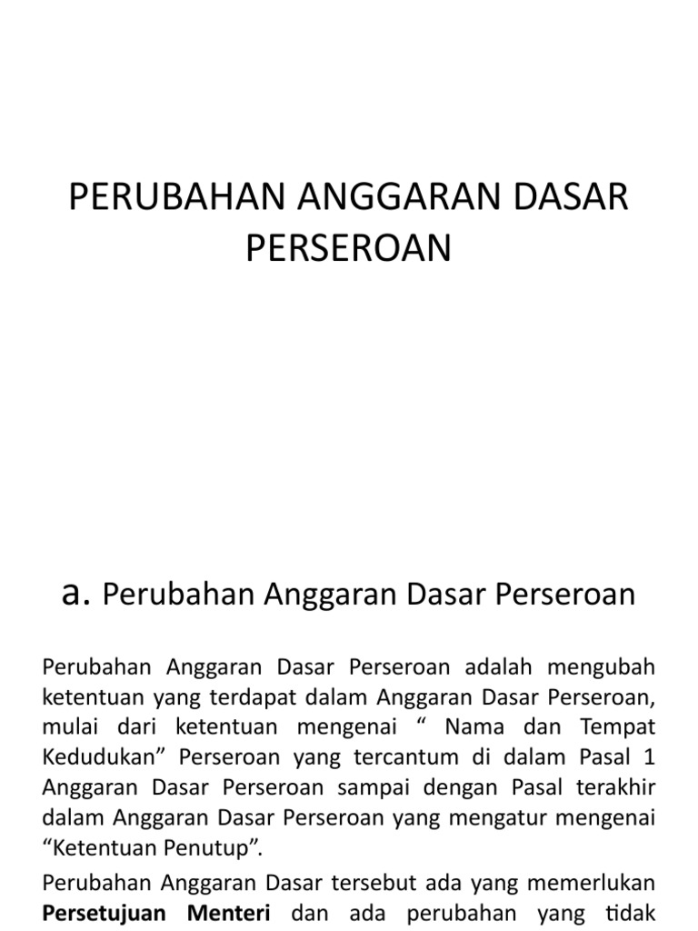 Pemberitahuan Perubahan Anggaran Dasar | PDF | Pengelolaan Keuangan ...