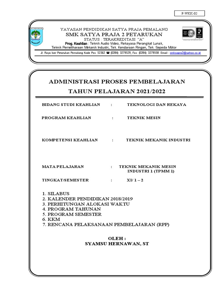 Cover Administrasi Pembelajaran | PDF