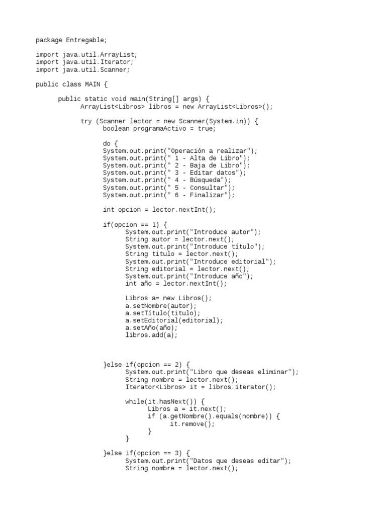 Gestión de Libros en Java | PDF | Programación de computadoras | Ingeniería de software