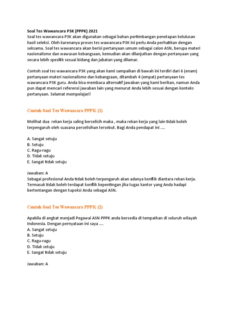 Contoh Soal Wawancara | PDF