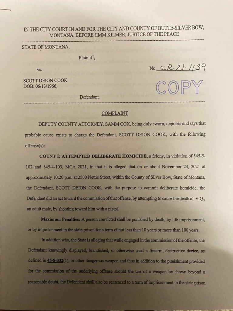 Scott Deion Cook Charging Documents | PDF