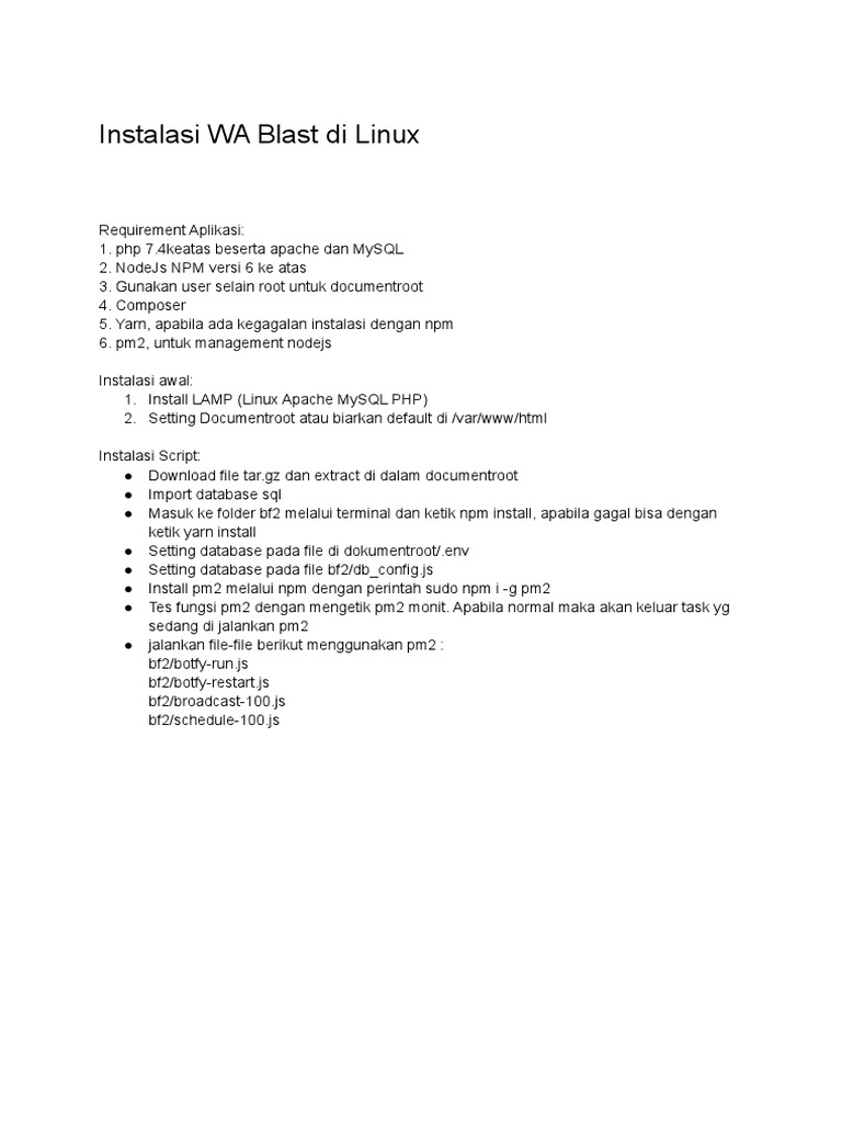 Instalasi WA Blast Di Linux | PDF | Komputer