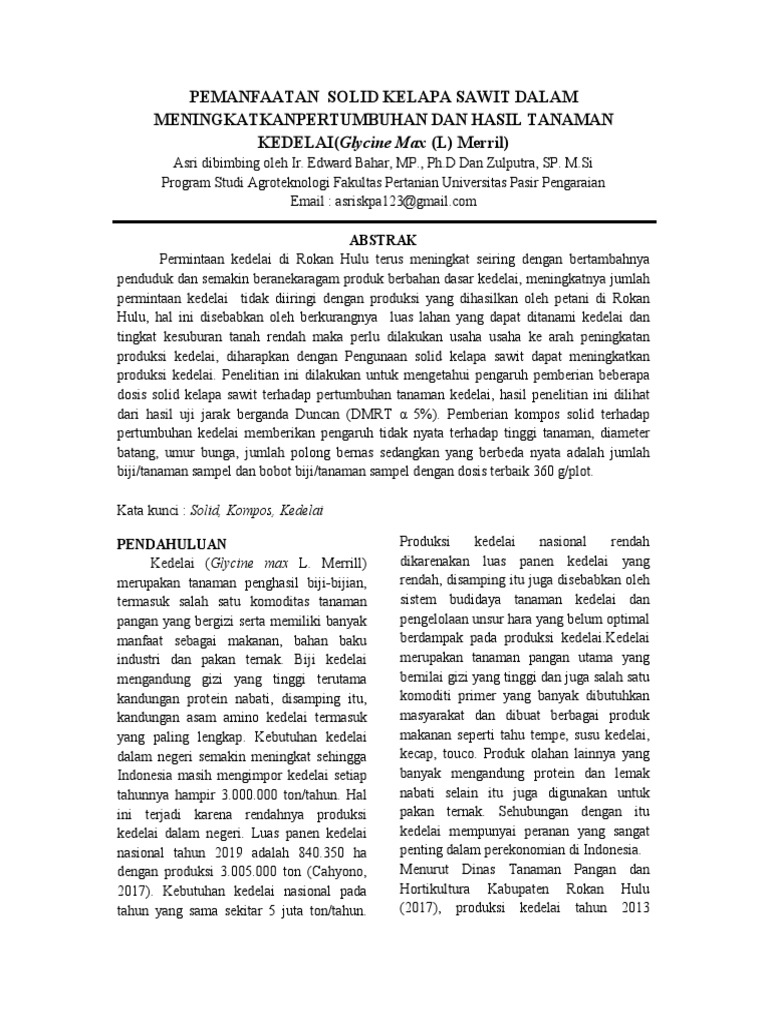 Solid Kelapa Sawit Tingkatkan Hasil Kedelai | PDF