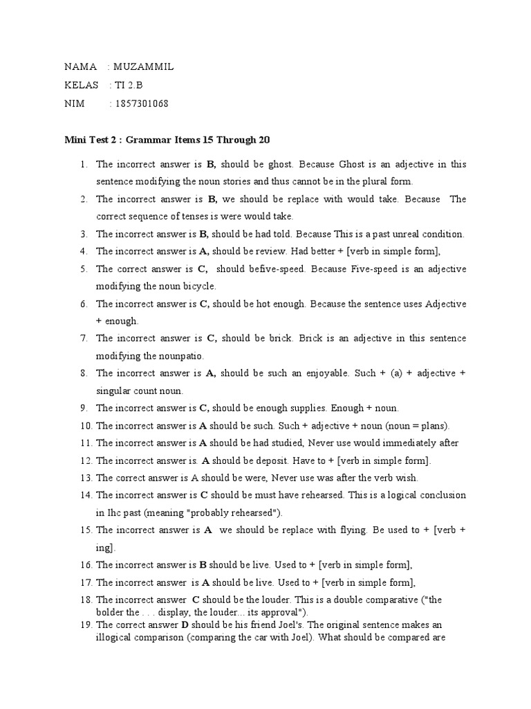 Devina Humaira Putri - 1857301065 TI 2B | PDF | Adjective | Verb