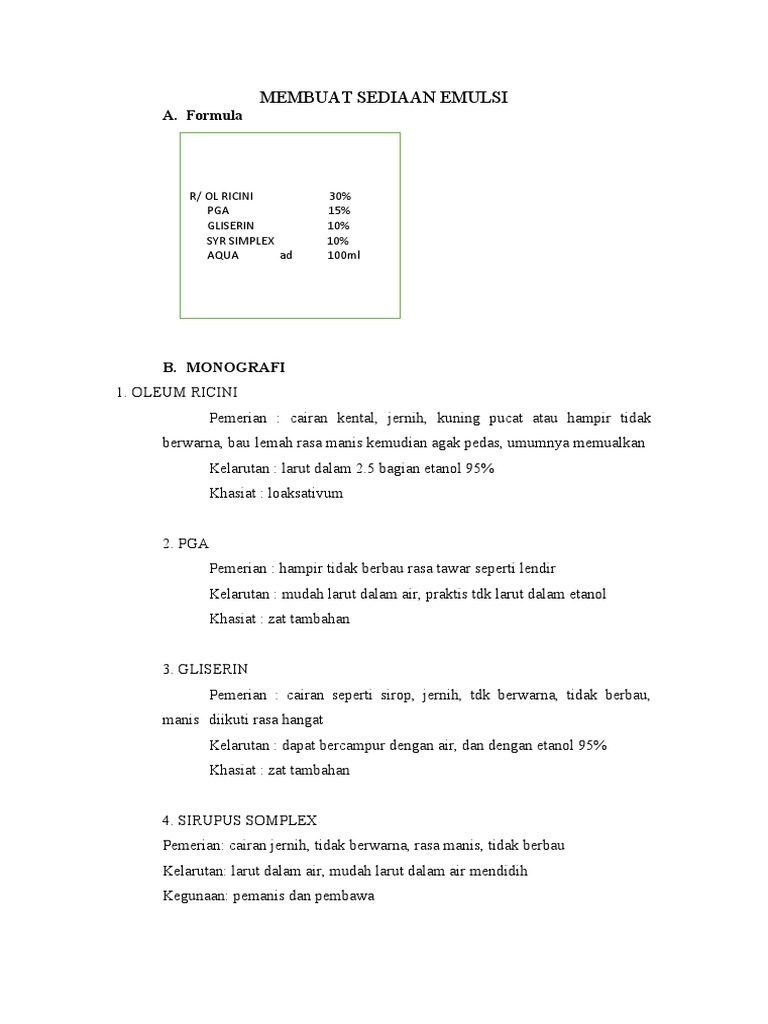 Formula Emulsi Kelompok 2 | PDF | Memasak, Makanan, & Anggur | Sains ...