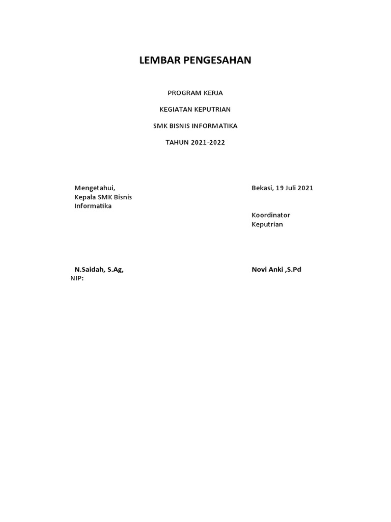 PROGRAM KERJA SMK-keputrian-pdf-free | PDF