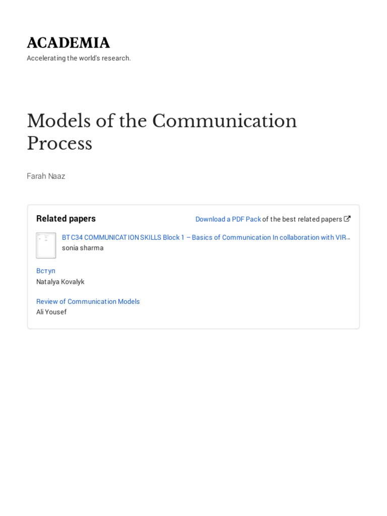 Models of Communication Process | PDF | Communication | Information