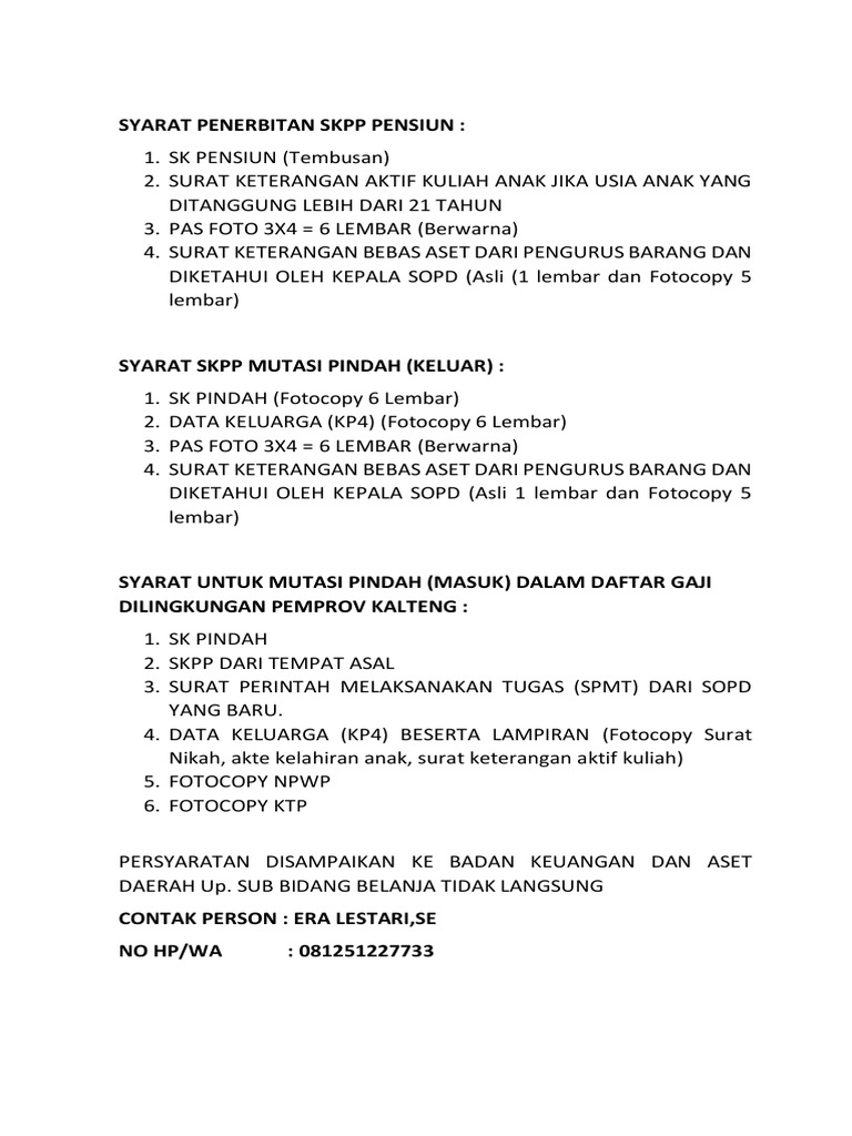 Syarat Penerbitan SKPP Pensiun 1 | PDF