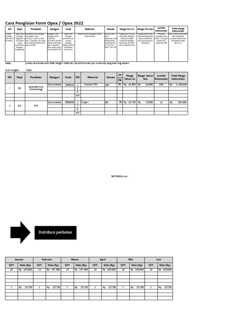 Form Opex Dan Capex | PDF